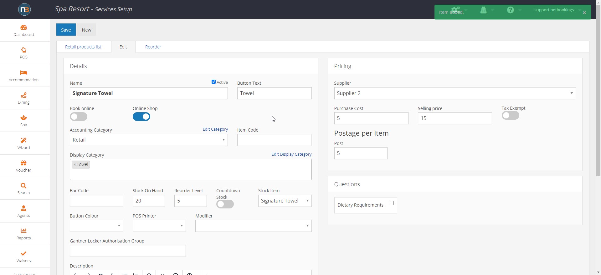 Retail Products - Help Files Netbookings
